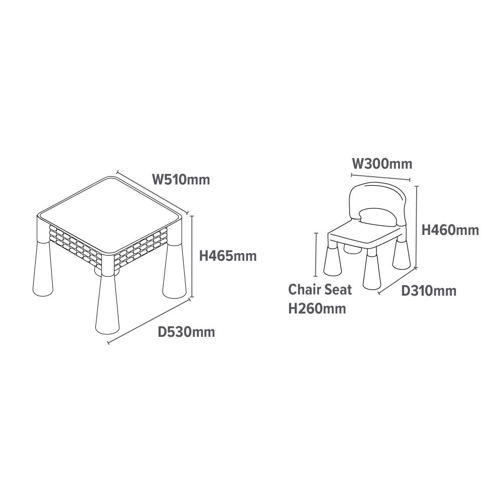 Kids Plastic Activity Table and 2 Chairs Set Liberty House Toys