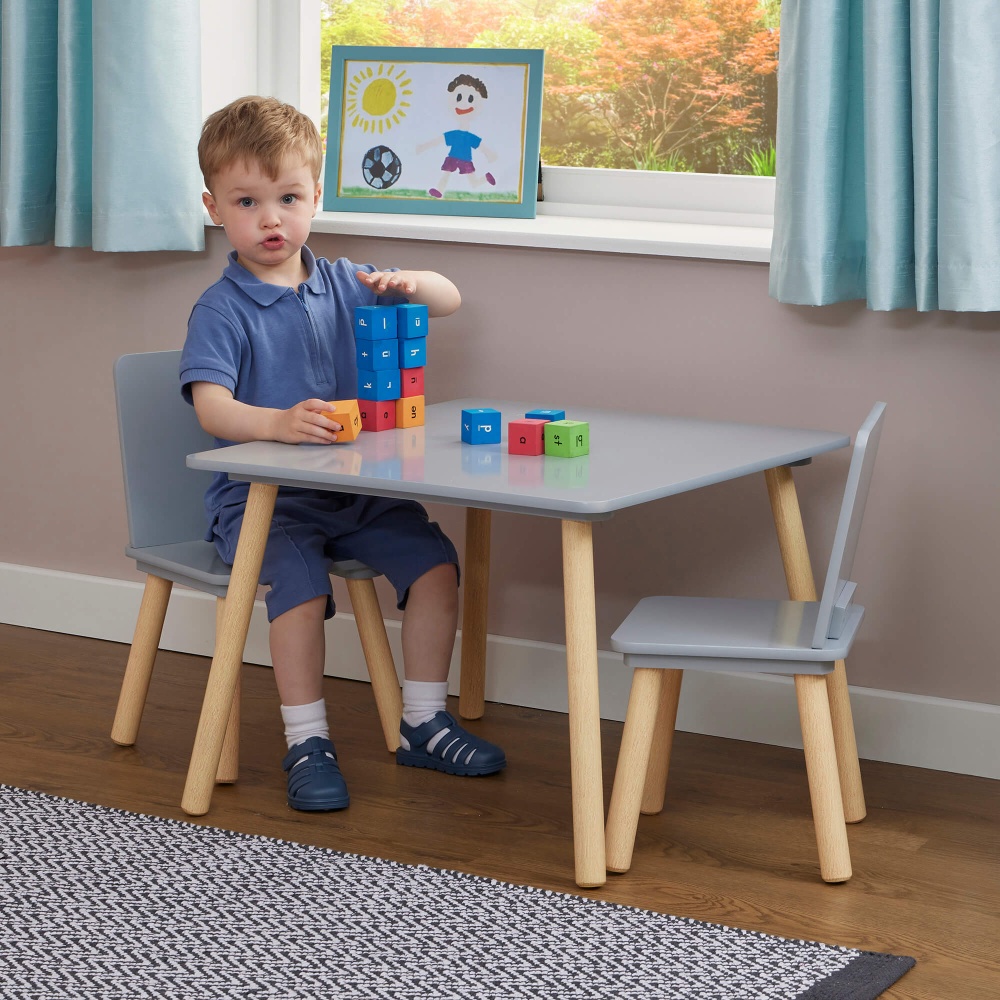 Kids White and Pinewood Table and Chair Set | Liberty House Toys