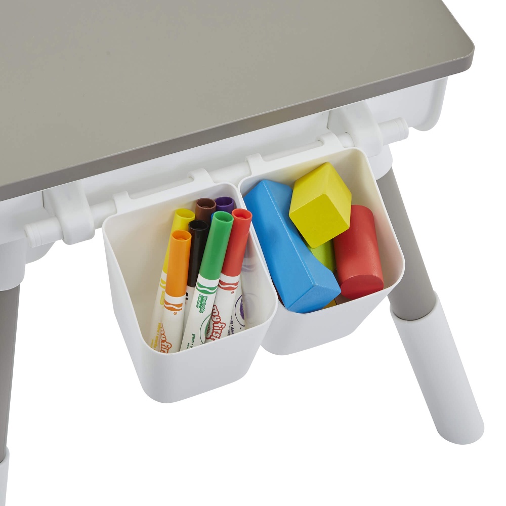 Kids Scandi Height Adjustable Table and Chair Set - White & Grey