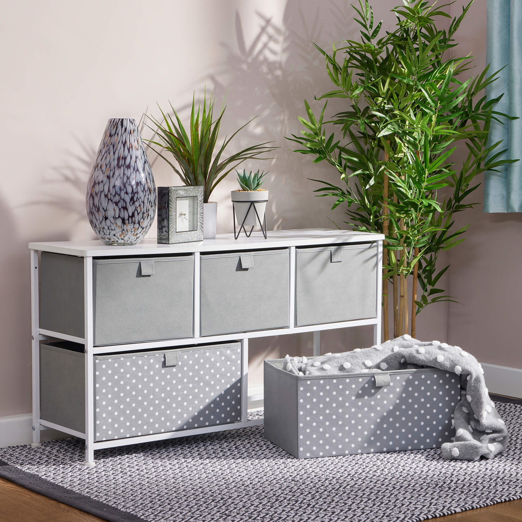 Grey Five Drawer Storage Chest