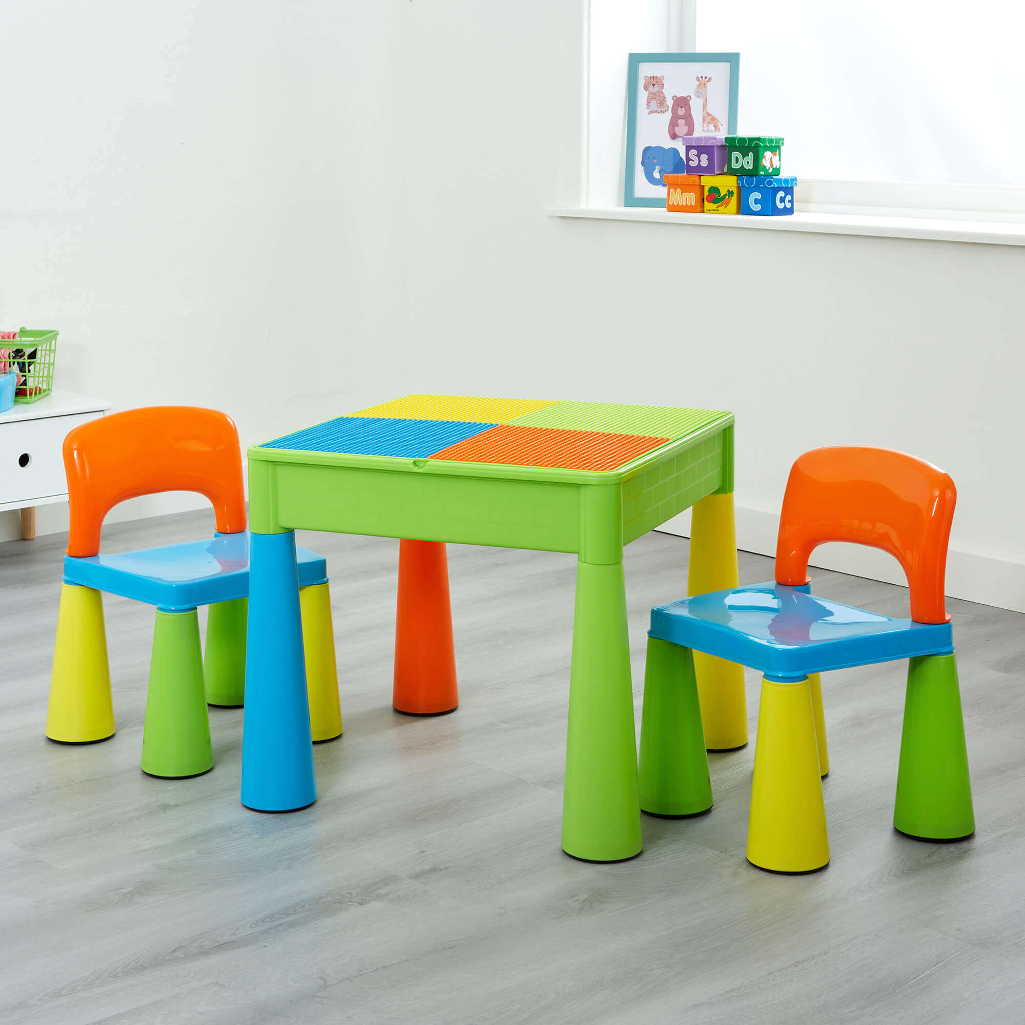 Kids 5-in-1 Activity Table and Two Chairs Set - Multicoloured | Liberty ...