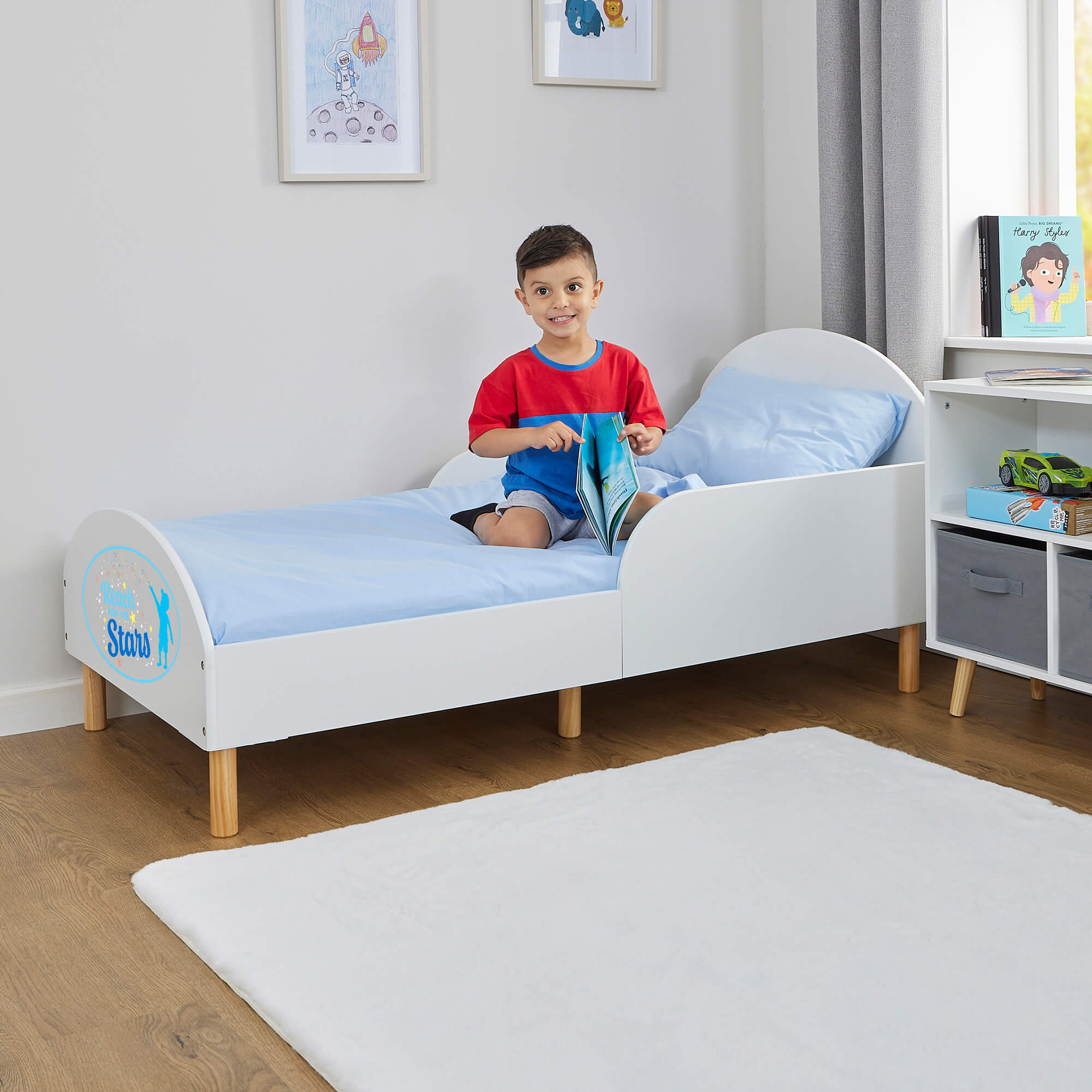 Kids White Toddler Bed – Reach For The Stars