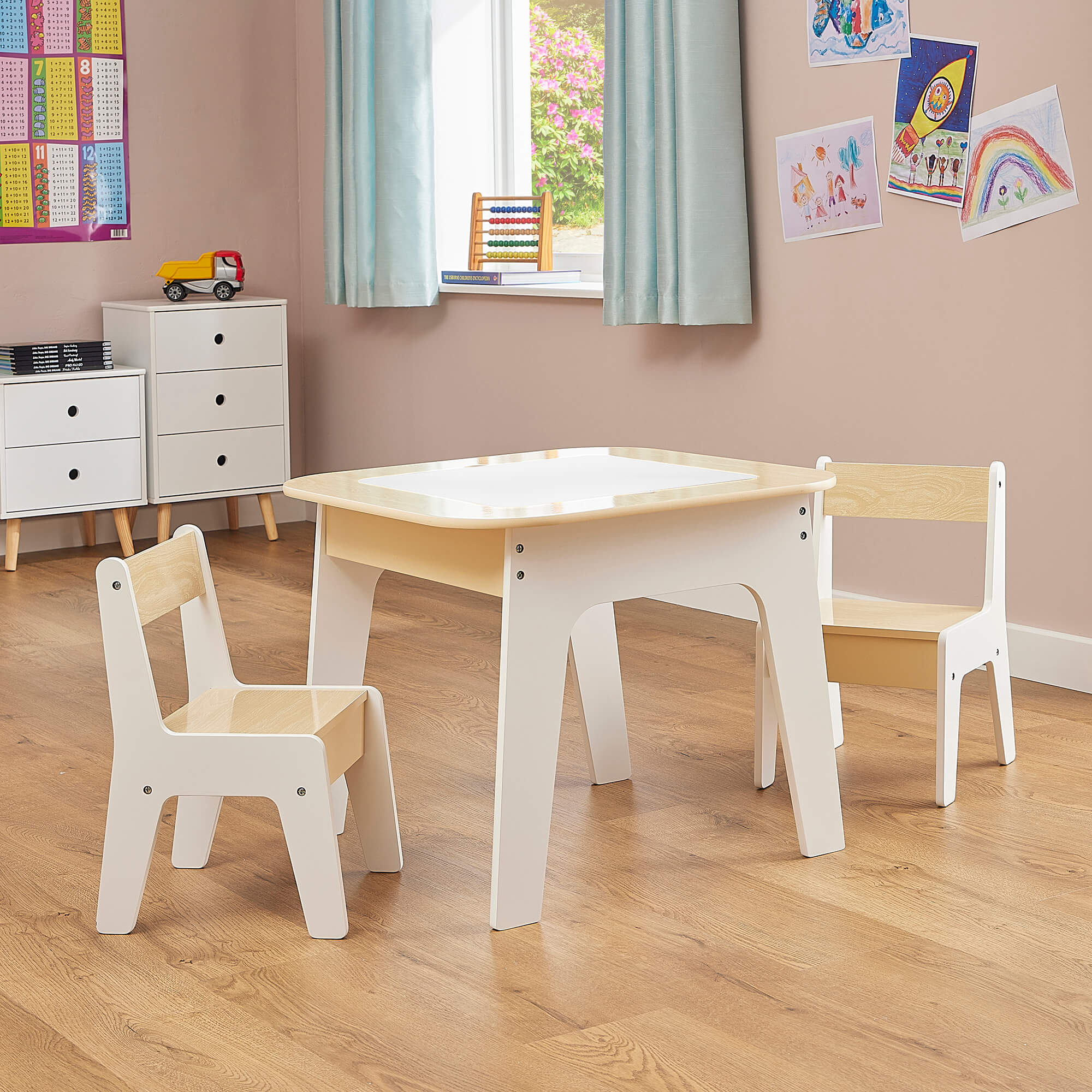 Kids 3-in-1 Storage Table and Two Chairs Set | Liberty House Toys