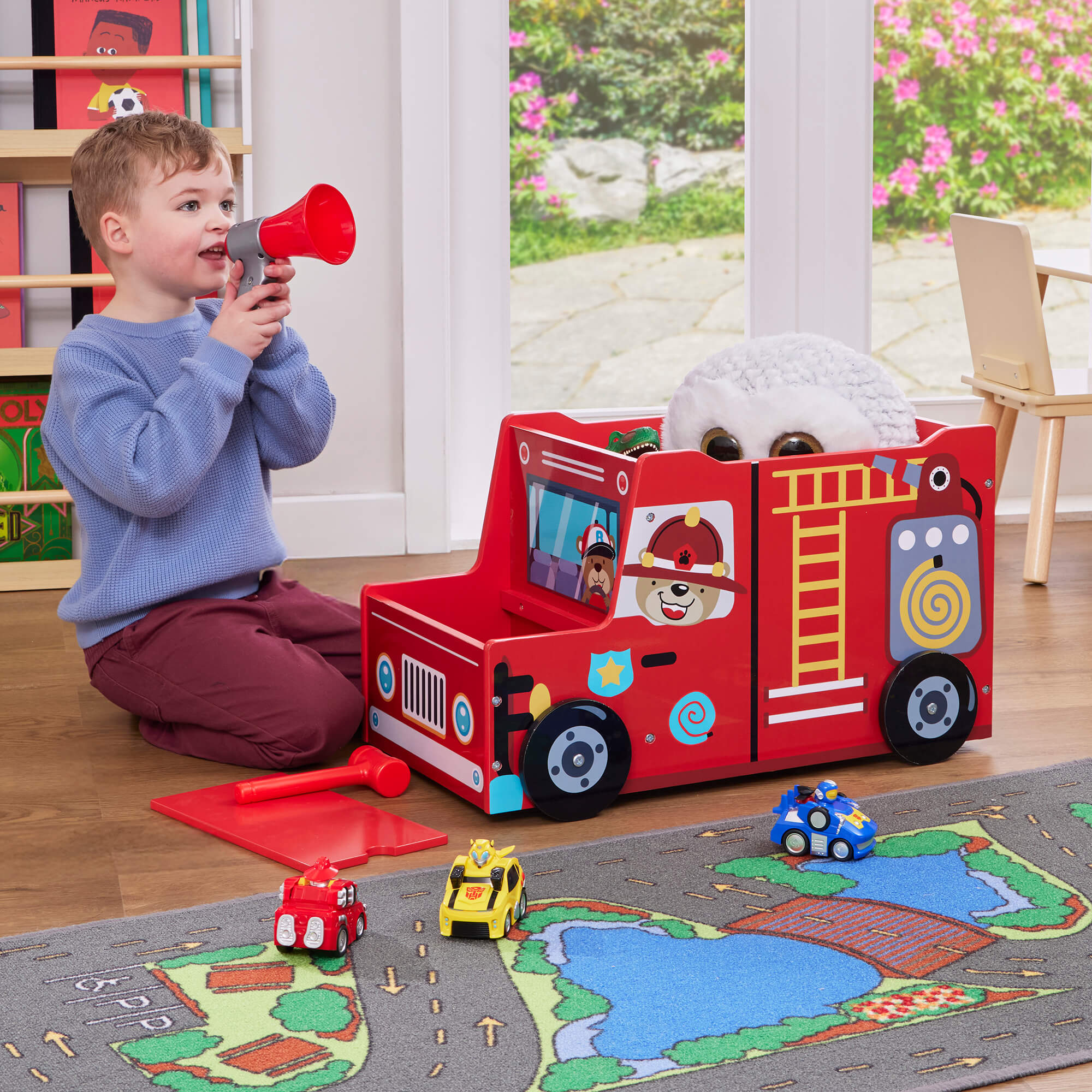 Kids Fire Engine Toy Box