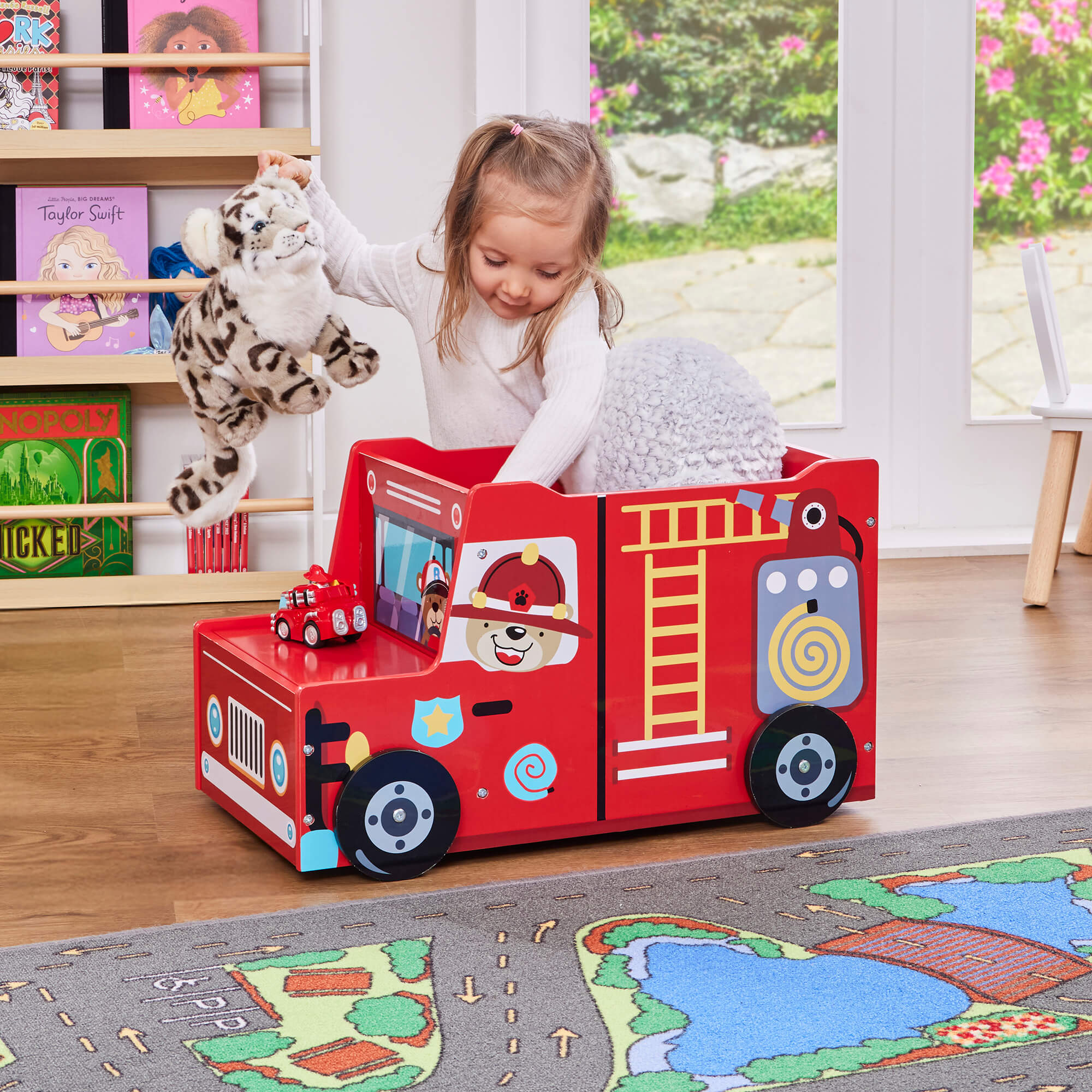 Kids Fire Engine Toy Box