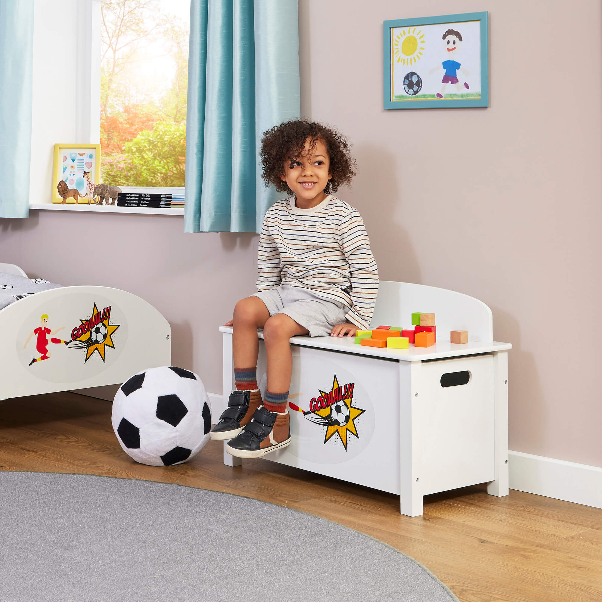 Kids Wooden Football Toy Box